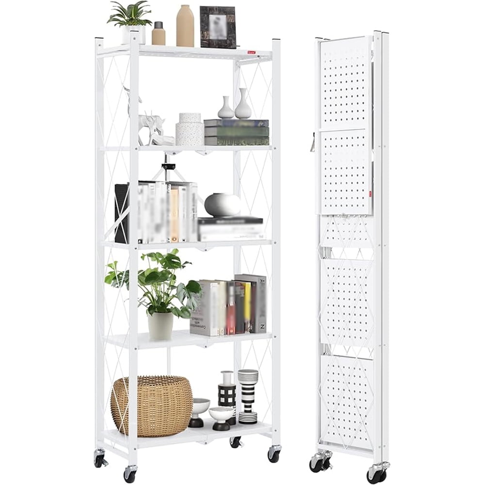 LELINTA Storage Shelves, 5-Tier Foldable Shelves for Storage, Folding ...