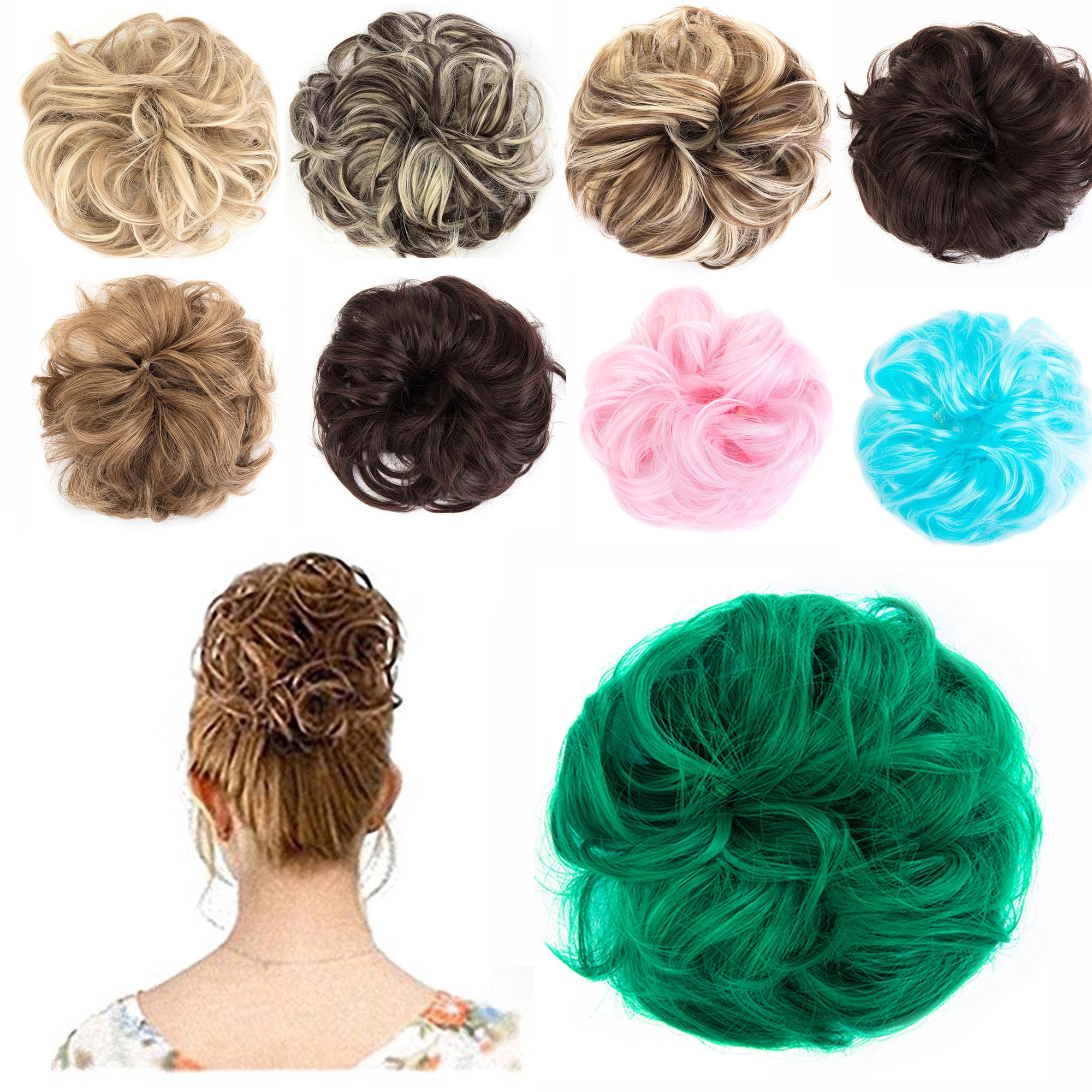 LELINTA Synthetic Hair Bun Extensions Messy Hair Scrunchies Hair Pieces ...