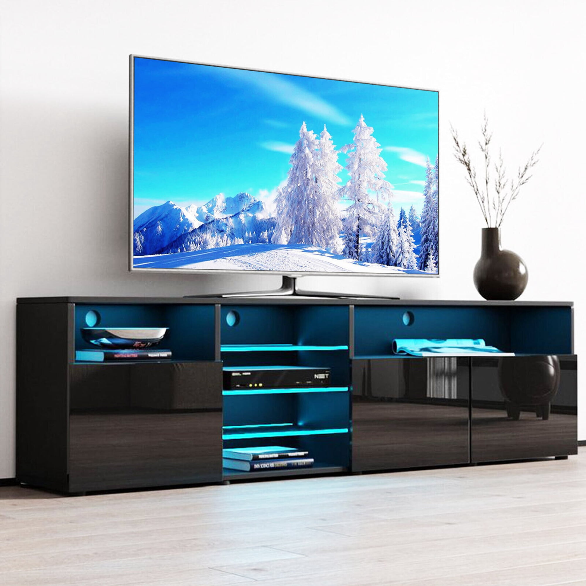 LELINTA TV Stand for TVs up to 75" w/LED Power Outlets, Modern ...