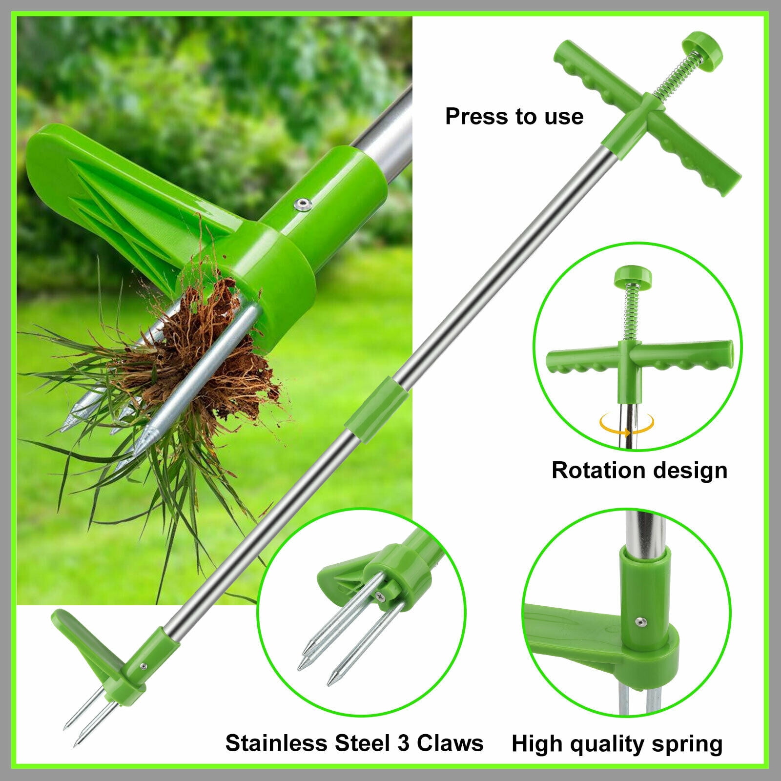 LELINTA Weed Puller Tool, Dandelion Weeder Weed Removal Tool, Stand ...