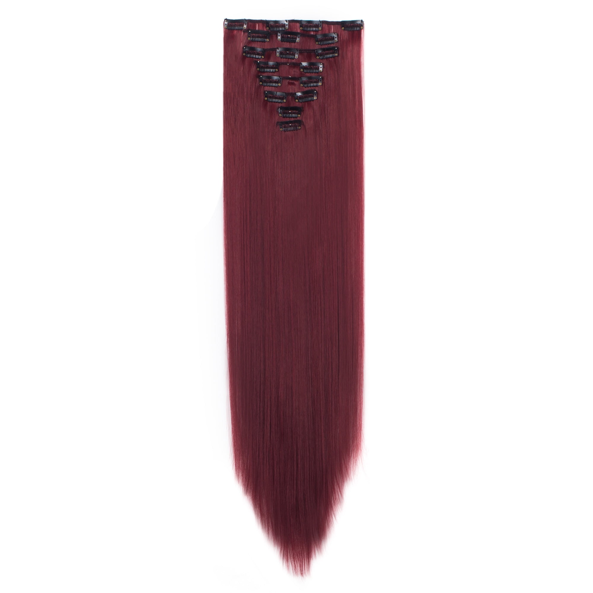LELINTA Women 26" Long Straight Full Head Clip in Synthetic Hair ...
