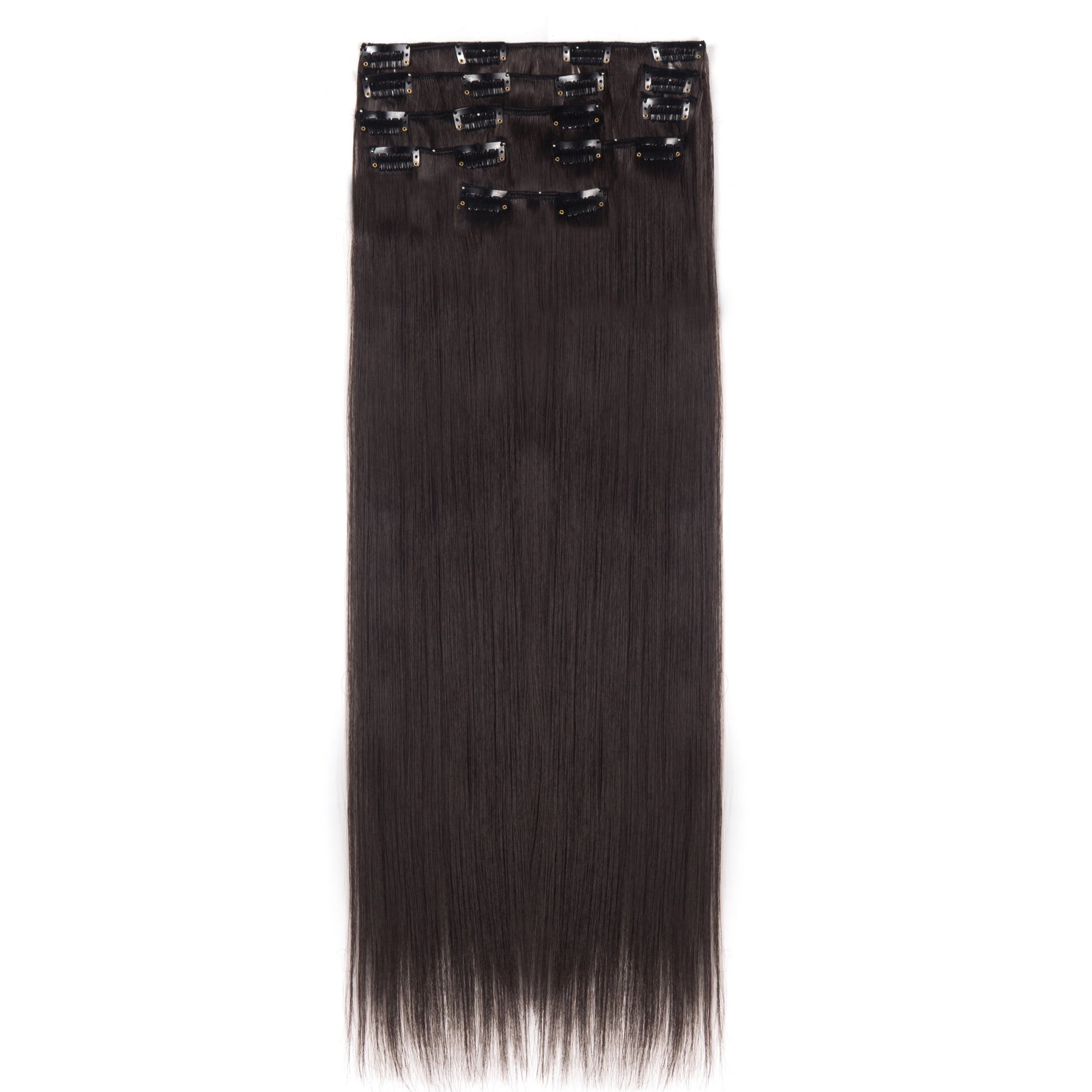 LELINTA Women 26" Long Straight Full Head Clip in Synthetic Hair ...