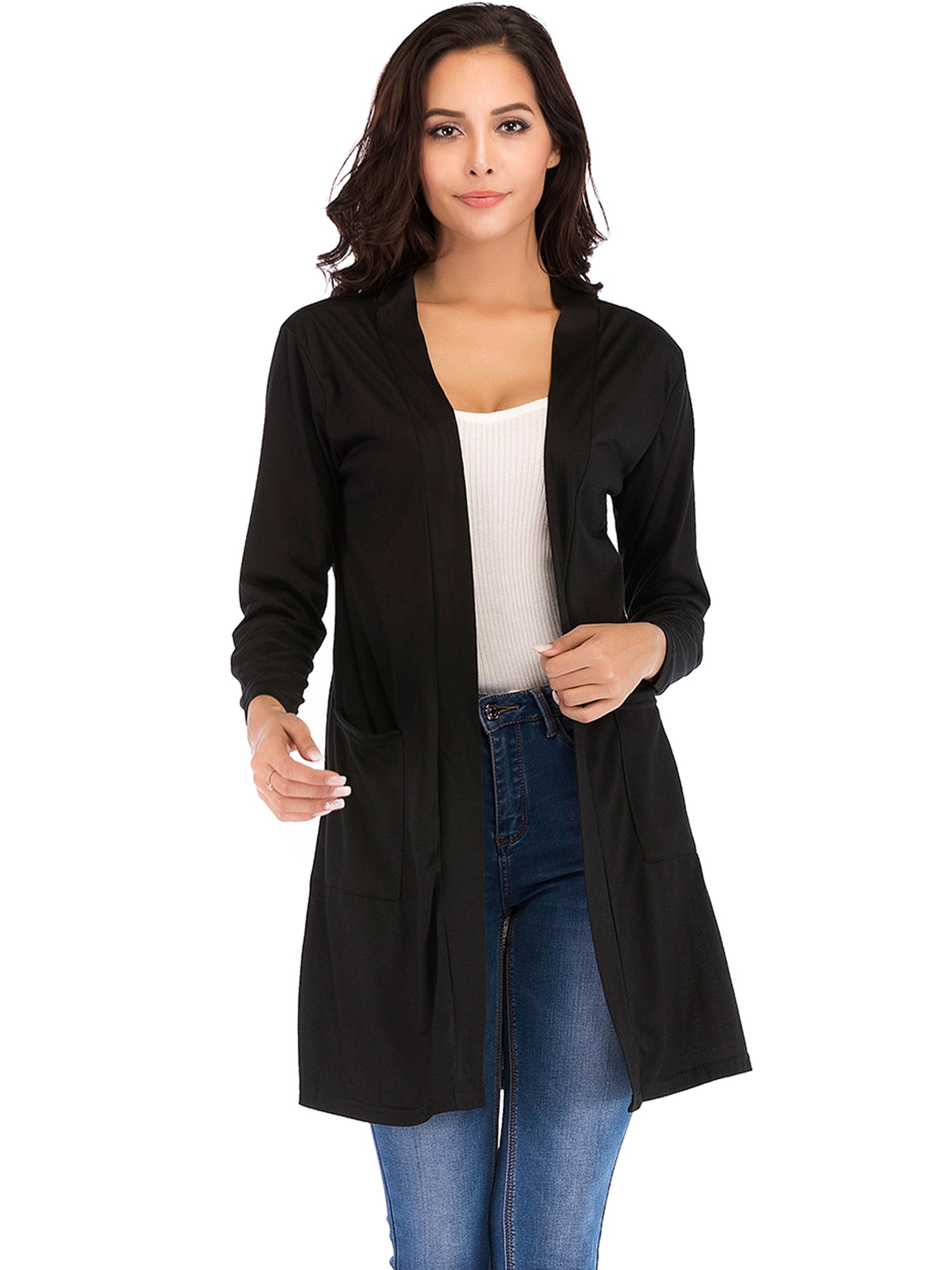 LELINTA Women Fashion Autumn Winter Long Cardigan Open Front Draped ...