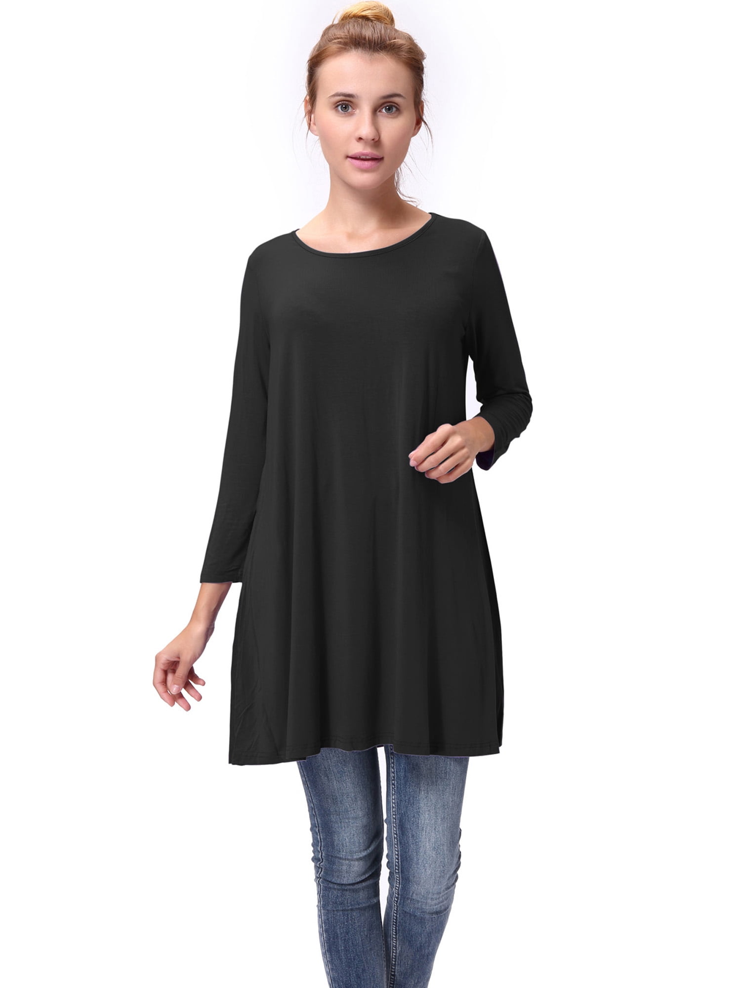 LELINTA Women Plus Size 3/4 Sleeve Tunic Tops Loose Basic Shirt ...