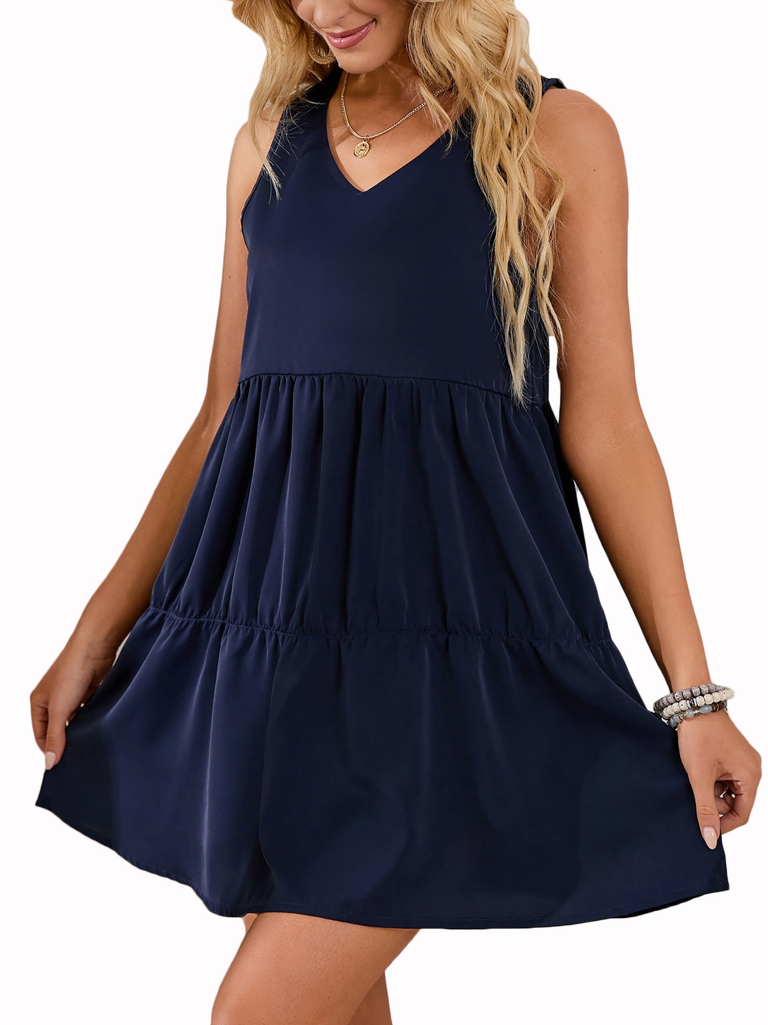 LELINTA Women Plus Size Summer Tunic Dress V Neck Casual Loose Flowy ...