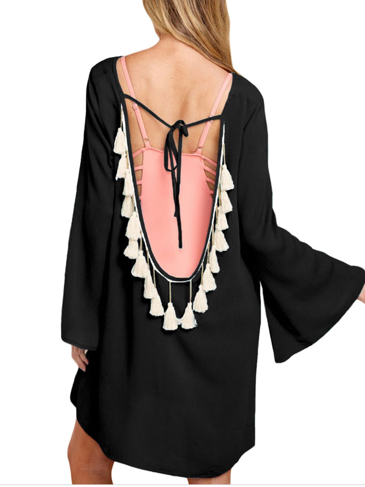 LELINTA Womens Fashion Cold Back Chiffon Bikini Wrap Cover Up Beach ...