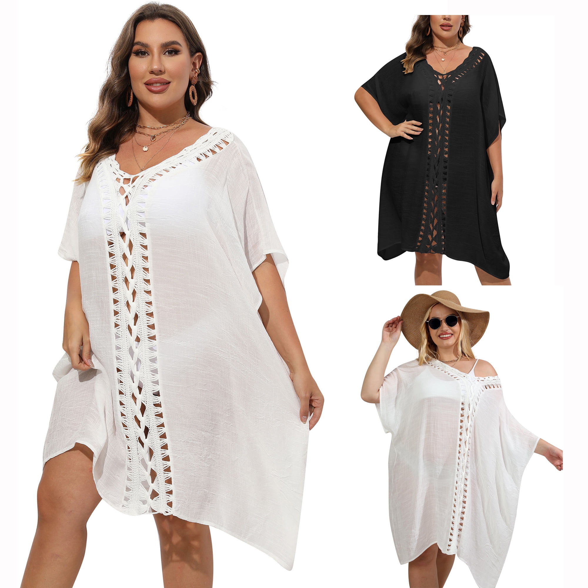 LELINTA Womens Plus Cover-ups Women Bikini Cover Up Swimsuit Swimwear ...