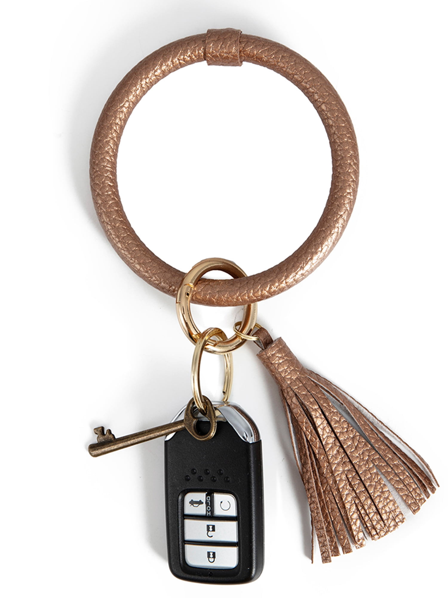 LELINTA Wristlet Keychain Leather Bracelet Keyring Bangle Round Shaped ...