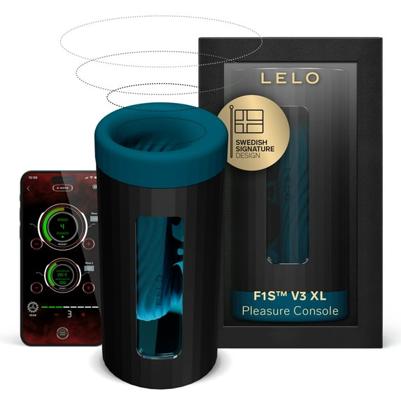 LELO F1S V3 XL Vibrating Penis Sleeve with 8 Settings App and an AI Masturbator for Men, Teal ...