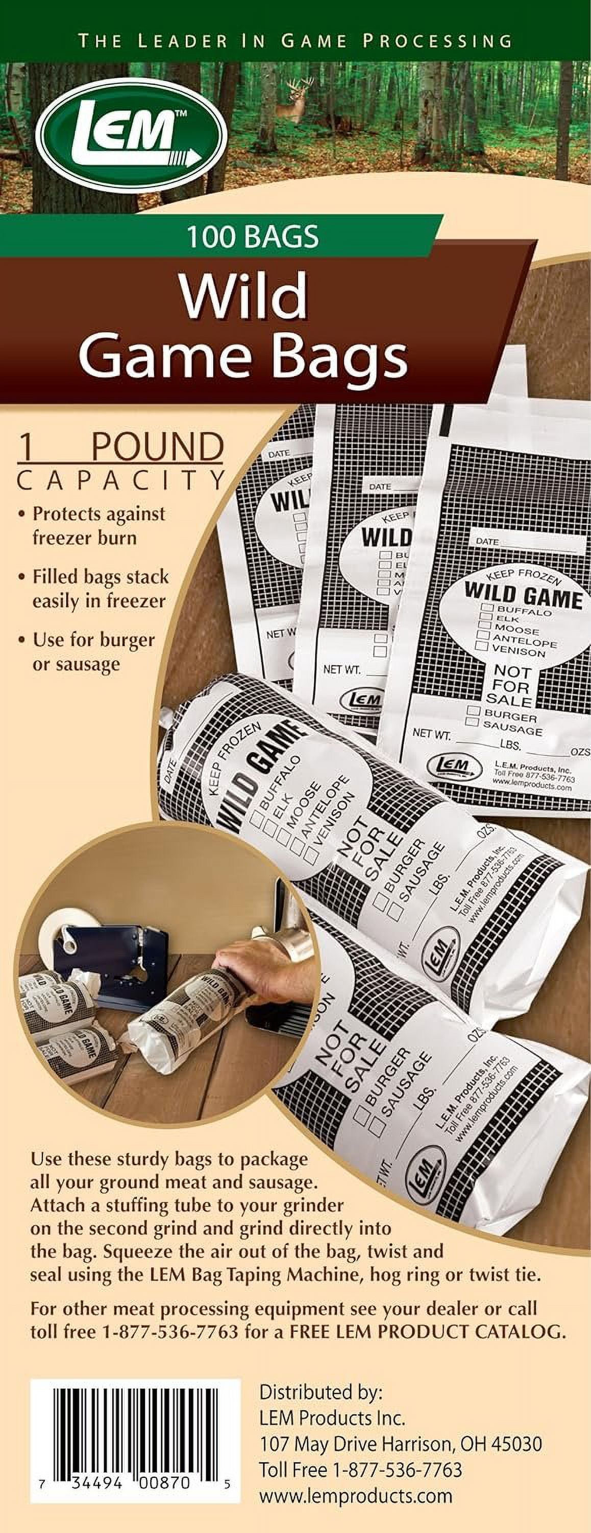 LEM 1 lb Wild Game Bags - 100 Count - Walmart.com