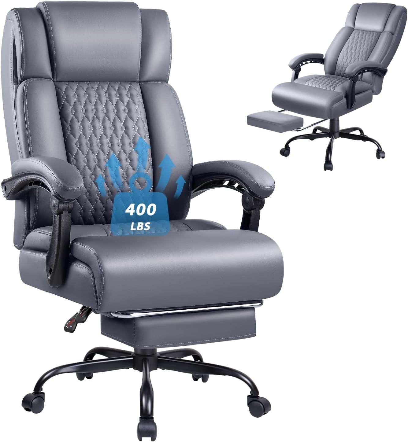 LEMBERI 400lbs Executive Office Chair with Foot Rest, Heavy Duty Big ...