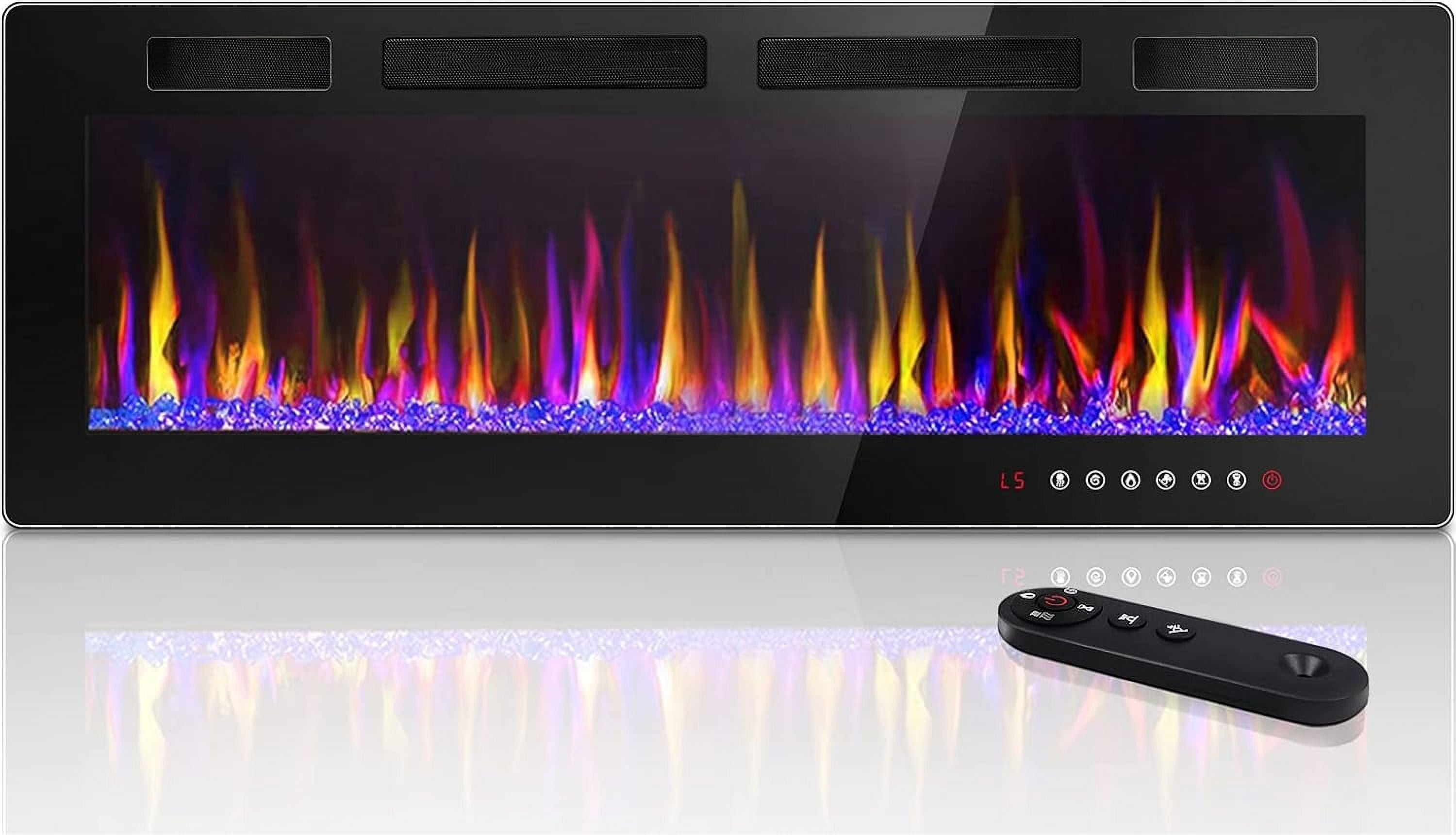 LEMBERI 72 inch Electric Fireplace Recessed and Wall Mounted,750/1500W ...