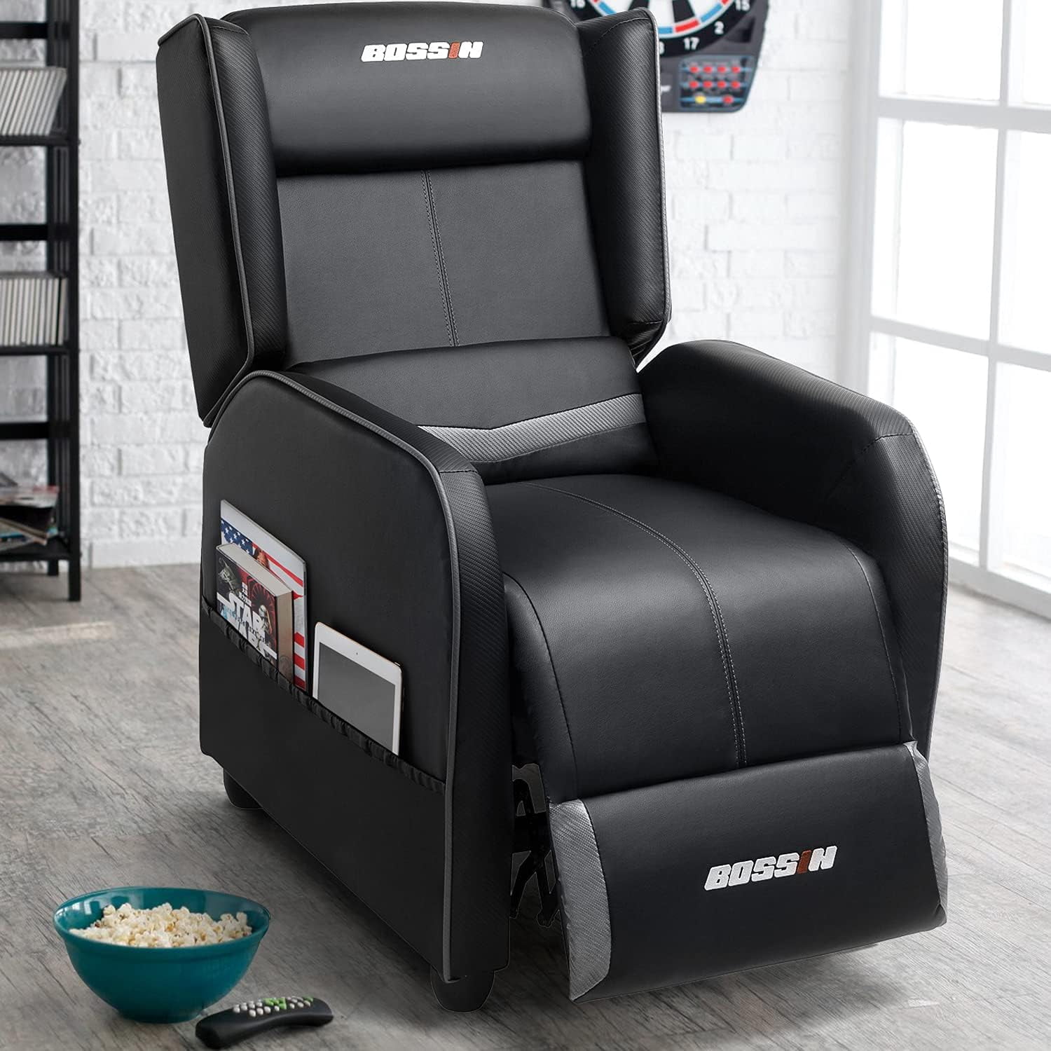 LEMBERI Gaming Recliner Chair for Adults, PU Leather Home Theater ...