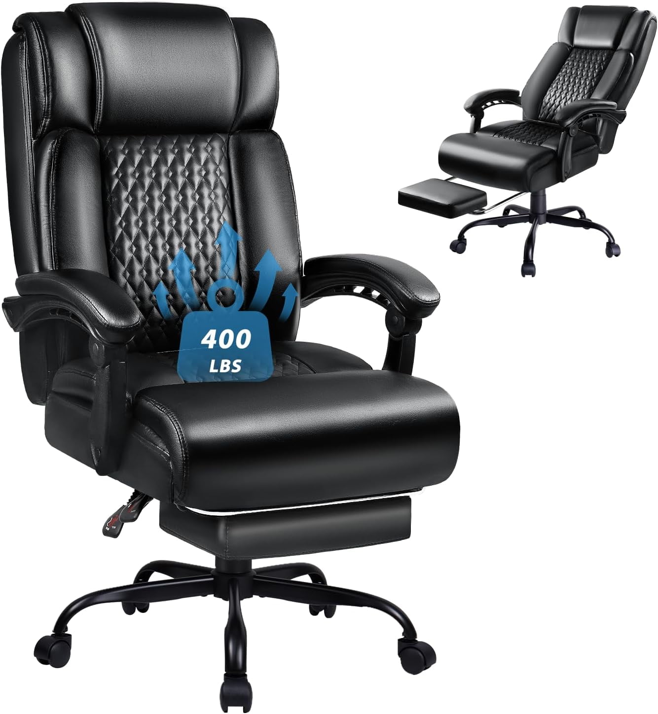 LEMBERI Office Chair with Foot Rest, Heavy Duty 400lbs Big and Tall ...