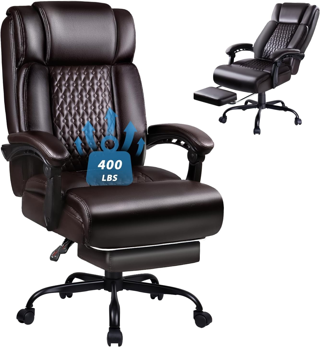 LEMBERI Office Chair with Foot Rest, Heavy Duty 400lbs Big and Tall ...
