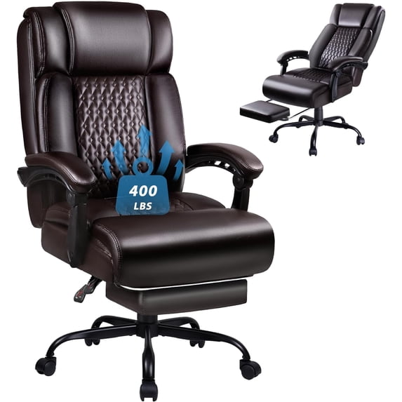 LEMBERI Office Chair with Foot Rest, Heavy Duty 400lbs Big and Tall ...