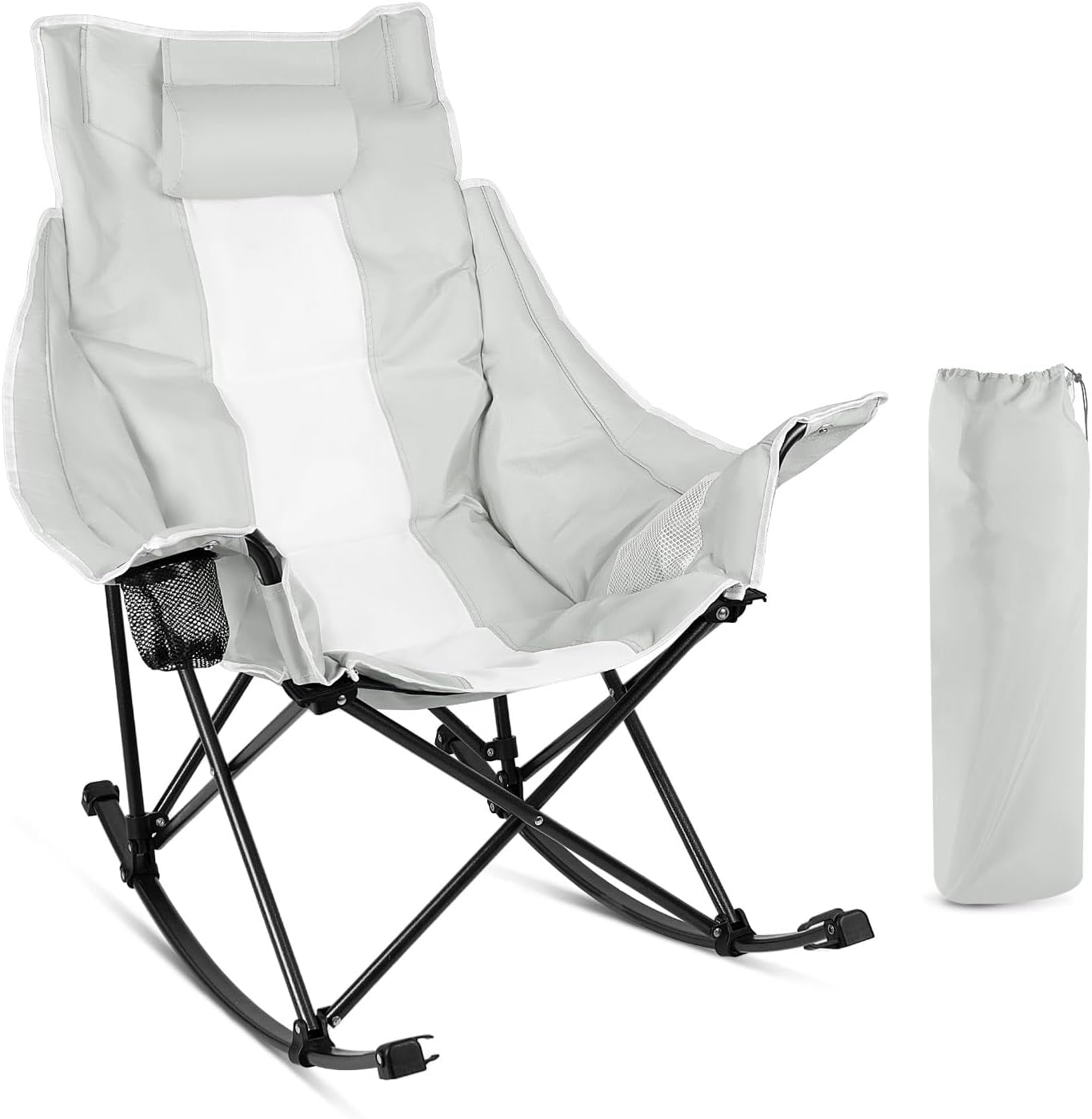 LEMBERI Outdoor Folding Rocking Camping Chair for Adults,Portable ...