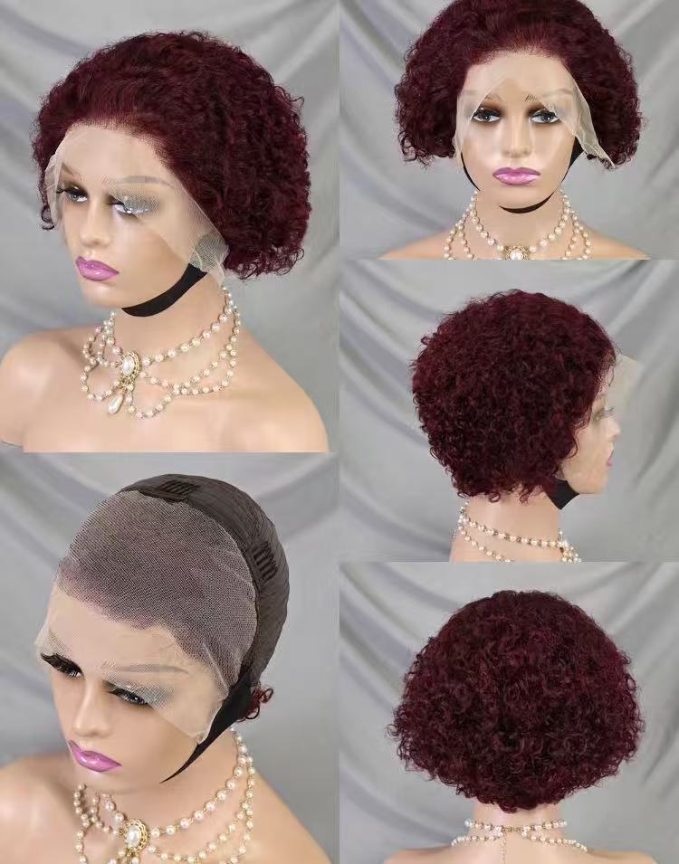 LEMENTINE Frontal Lace Glueless Pixie Cut Wig many Colors curly style ...
