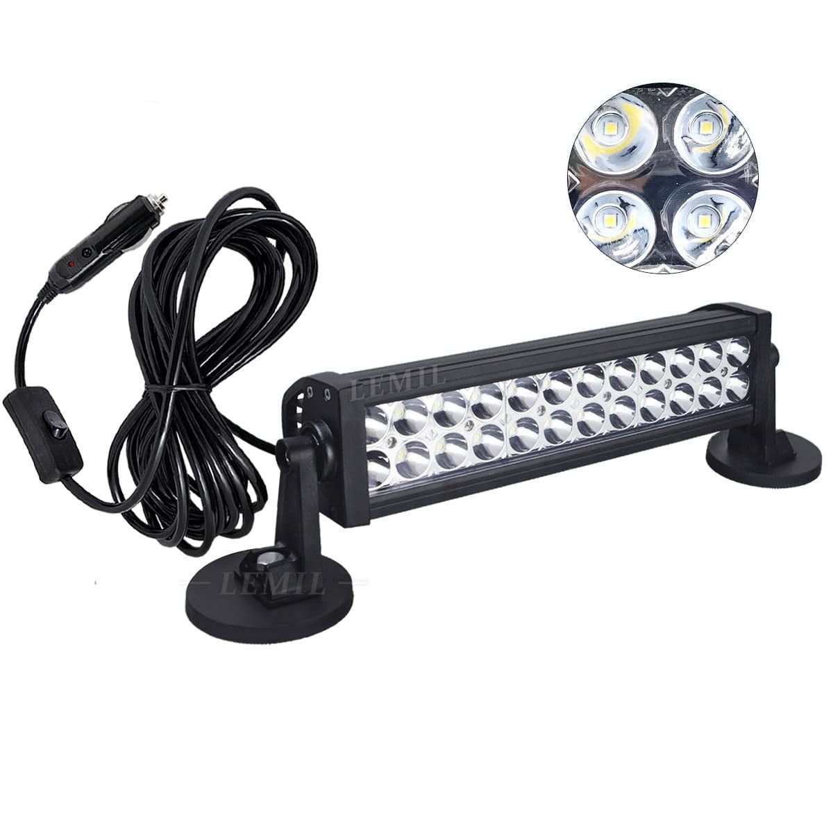 LEMIL Led Light Bar 13 inch 72W Magnetic Light Bar Cigarette Lighter ...