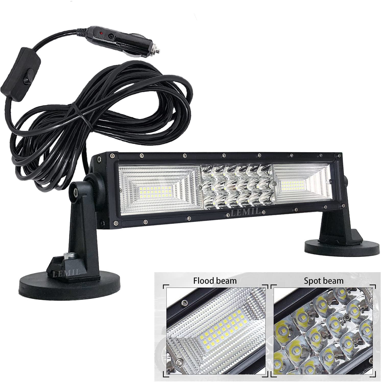 LEMIL Magnetic Light Bar MMF7 13" 180W Led Light Bar Cigarette Lighter ...