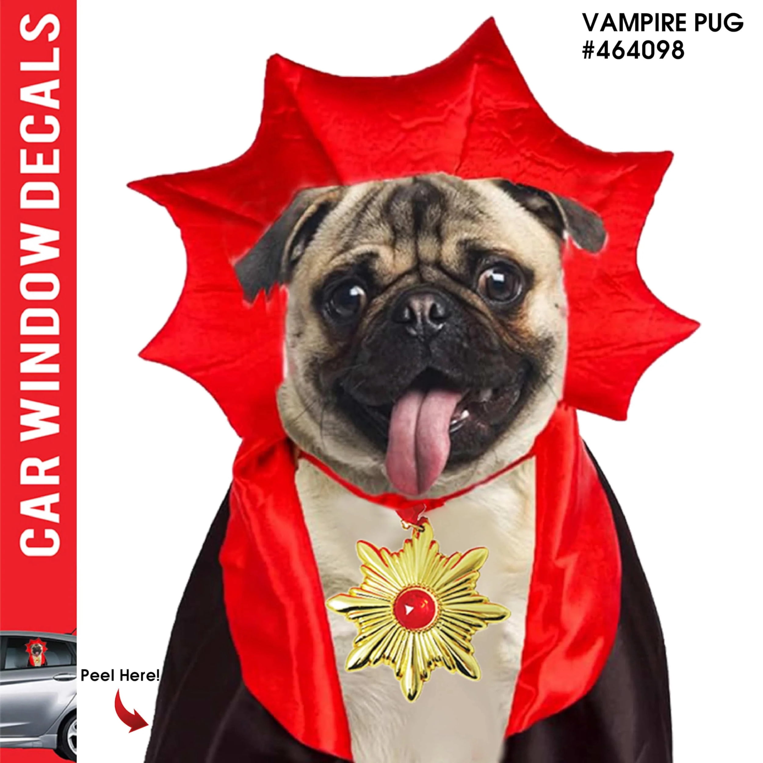 LEMONSODA Car Window Decal - 3D - (Vampire Pug) - Walmart.com