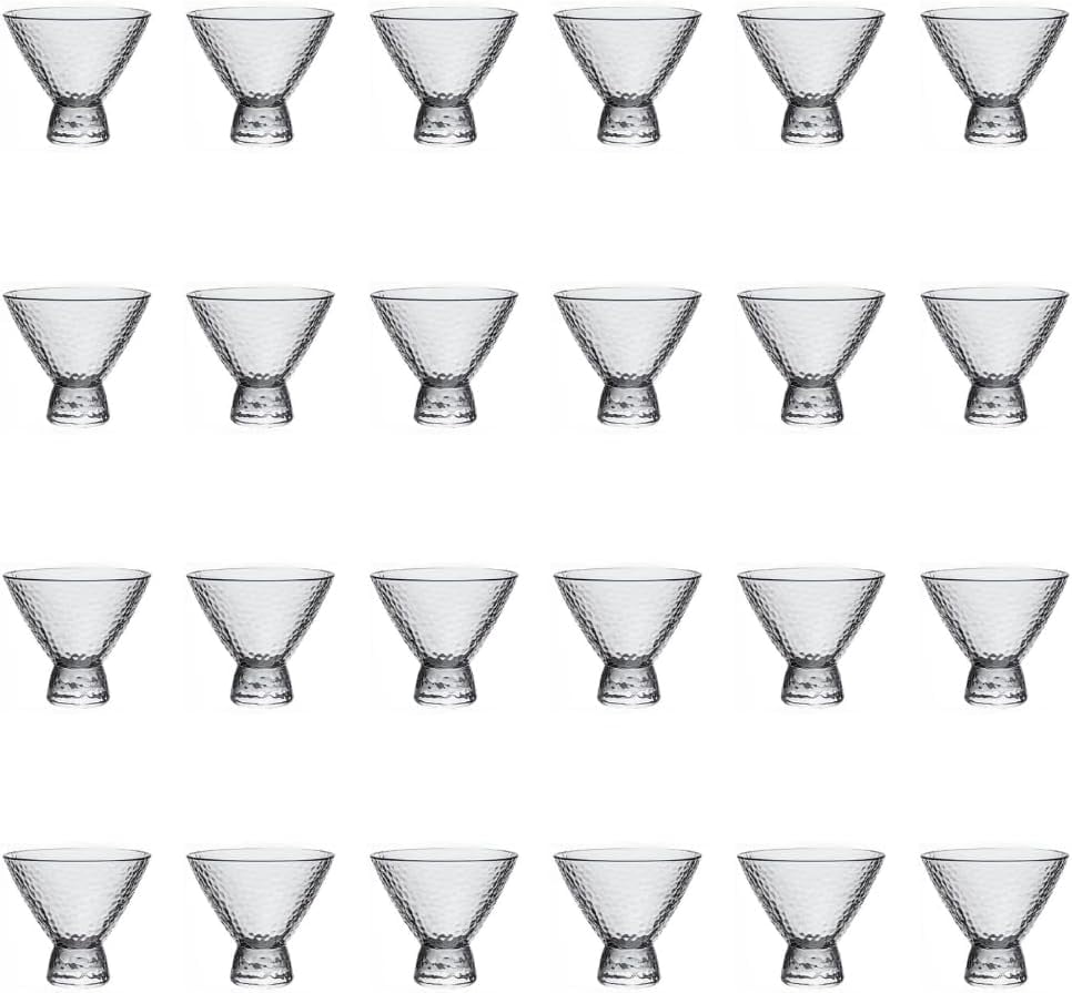 LEMONSODA Clear Hammered Martini Glass Set of 24 - Barware for Martini ...