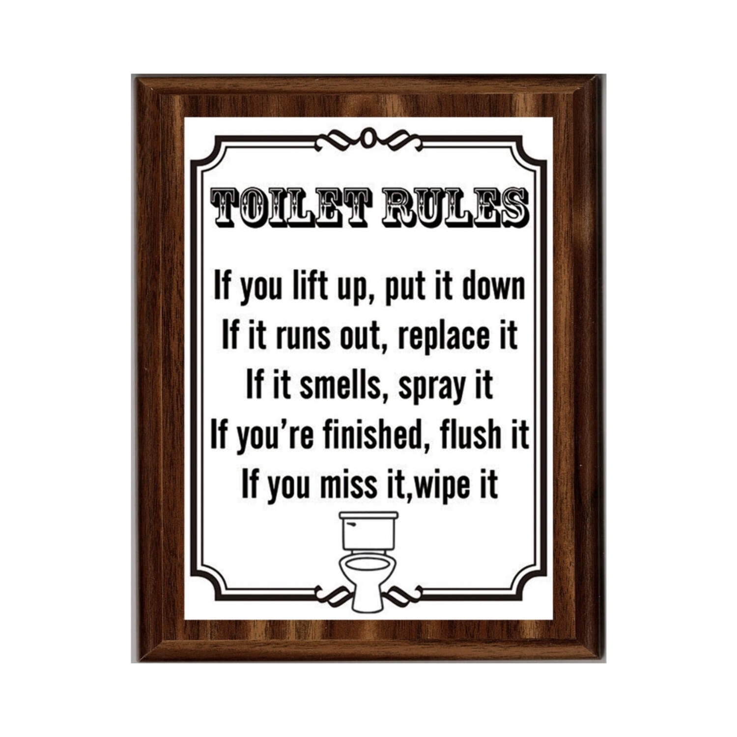 LEMONSODA Engraving Bathroom Plaques (Toilet Rules, White) - Walmart.com