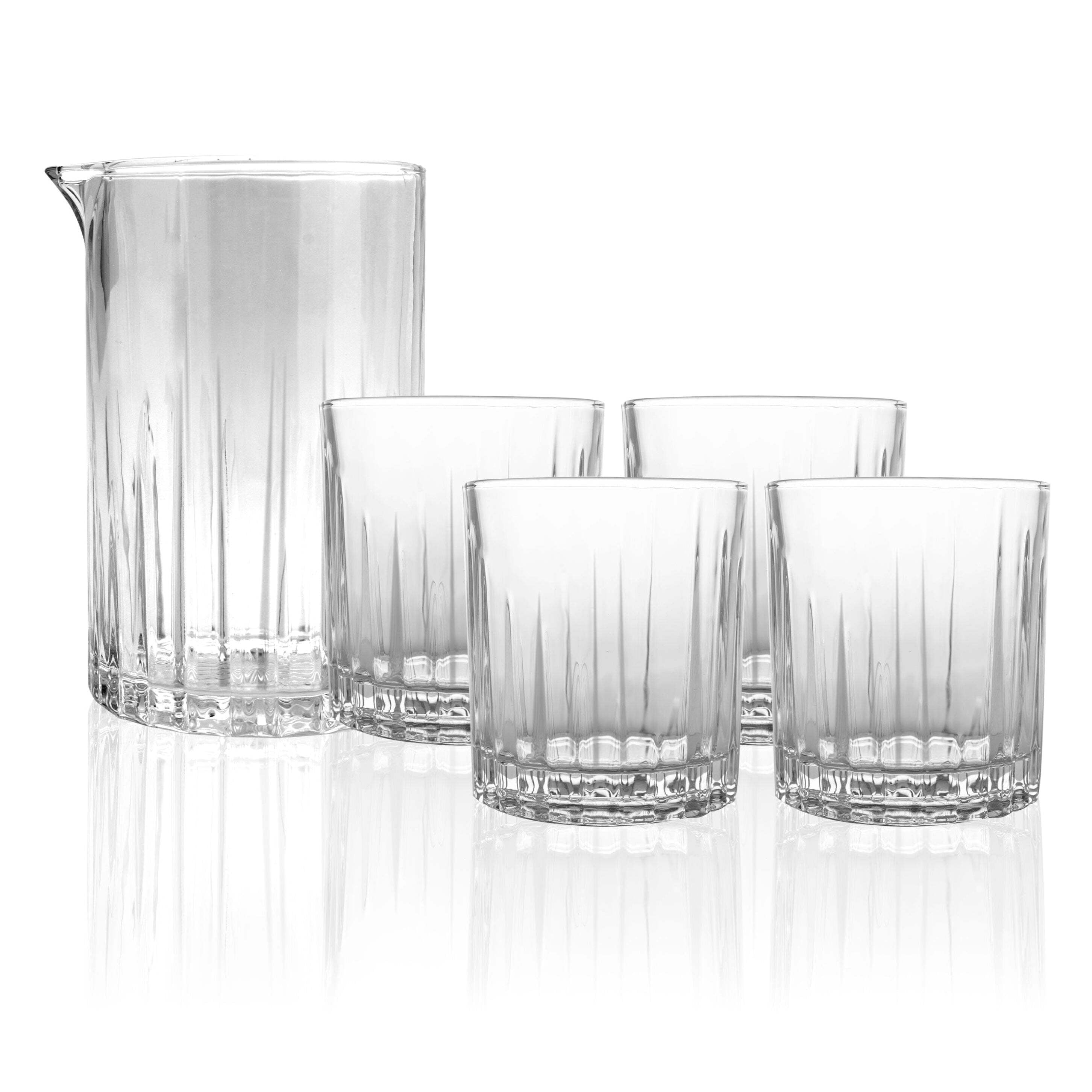 LEMONSODA Glass Pitcher with Drinking Glasses – Pack of 5 – 360-Degree ...