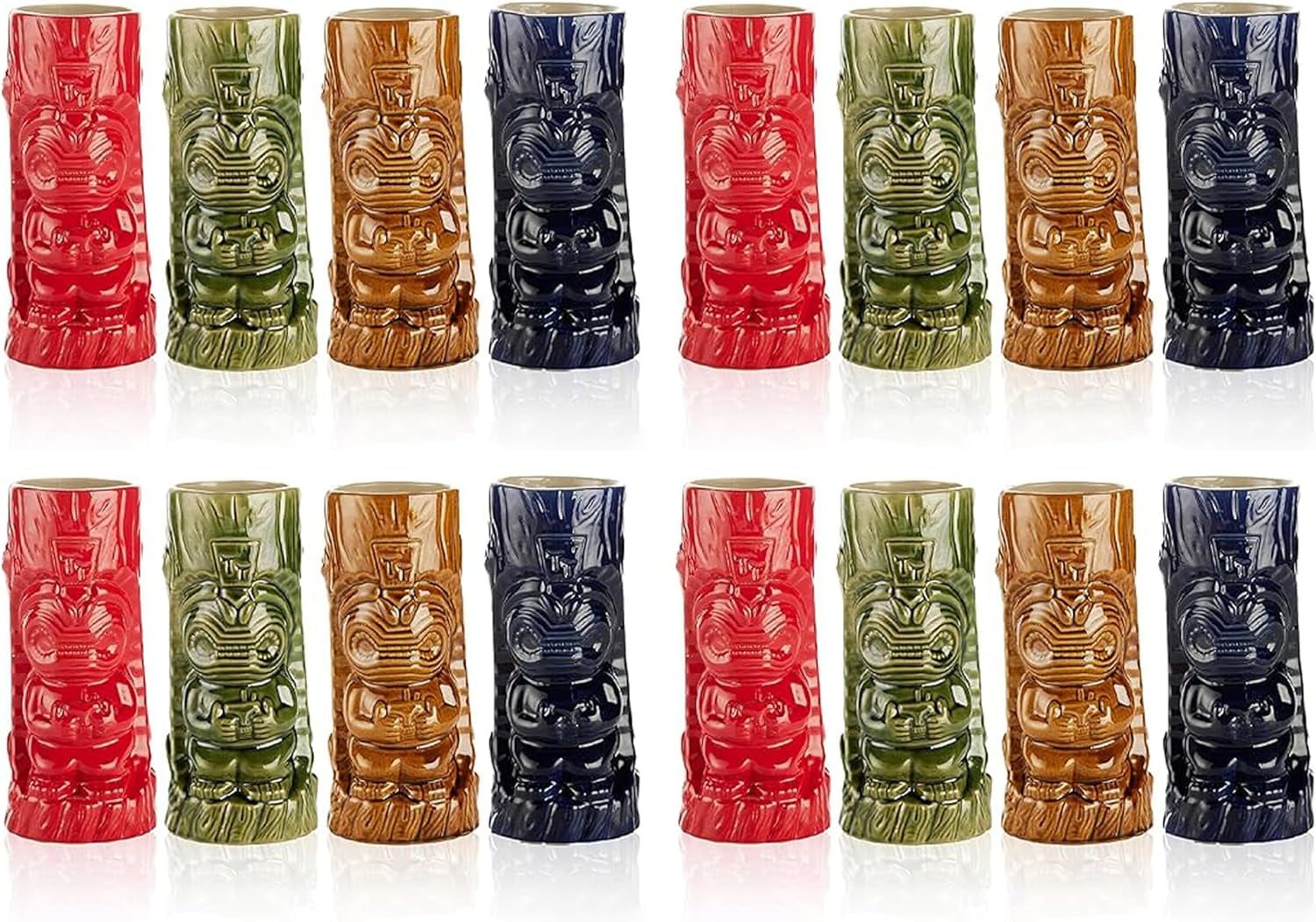 LEMONSODA Hard-Carved and Hand-Painted Tiki Mugs Cocktails - Set of 16 ...