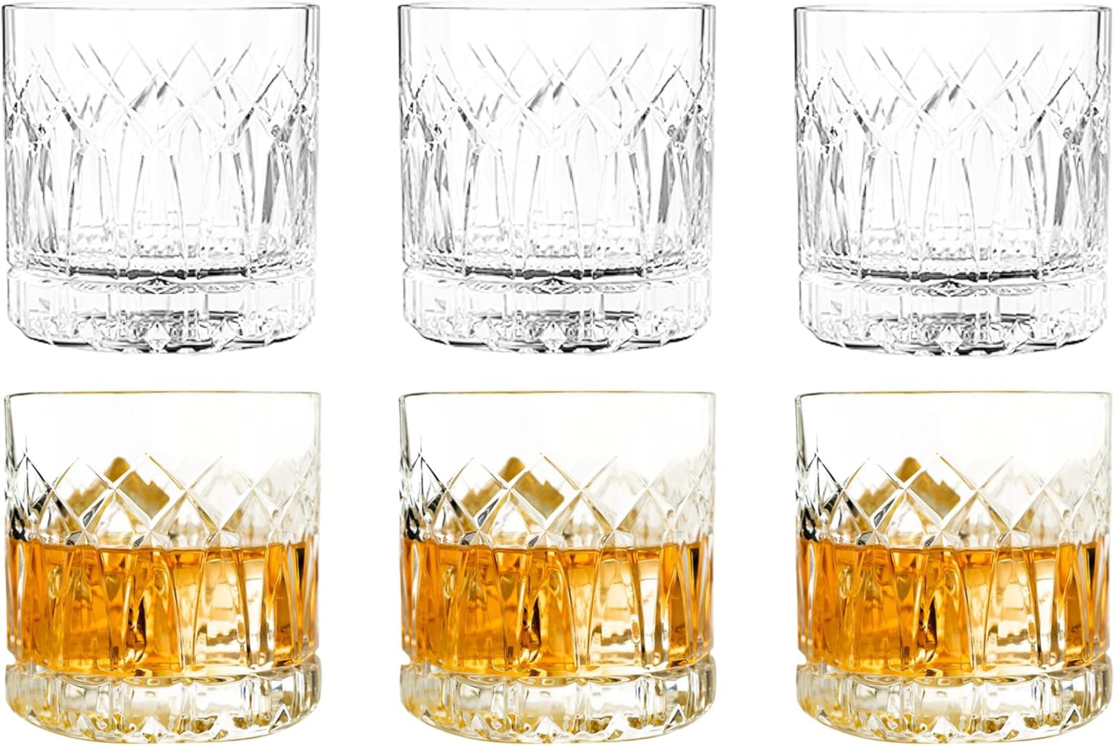 LEMONSODA Premium Double Rocks Whiskey Glasses - Set of 6 Cocktail ...