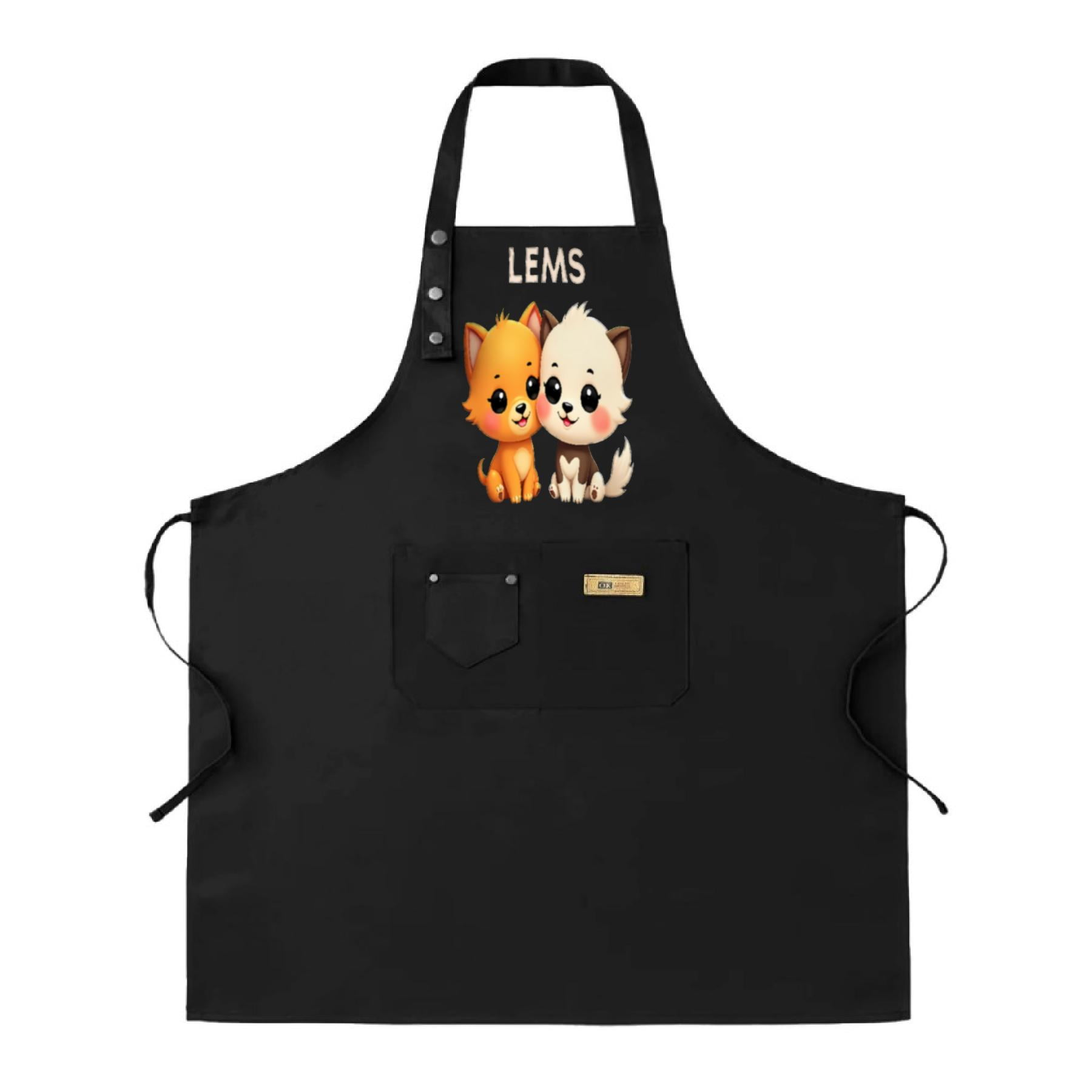 LEMS Cartoon Animals Adjustable Bib Apron 2 Pack - Cute Orange & White ...
