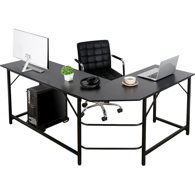 LEMY 66 Inch x 47 Inch Large L-Shape Corner Table Computer Workstation ...
