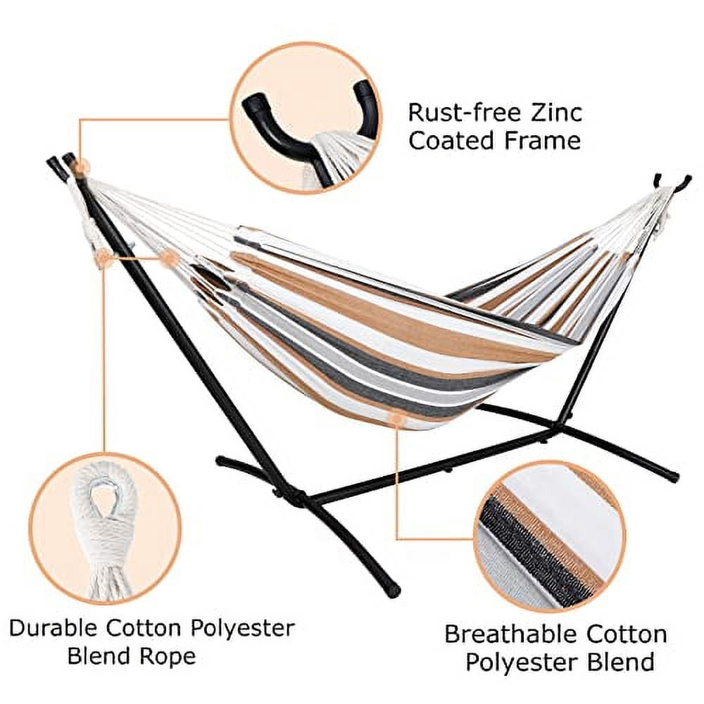 LEMY Double Hammock with Heavy Duty 9ft Steel Stand and Carrying Case ...