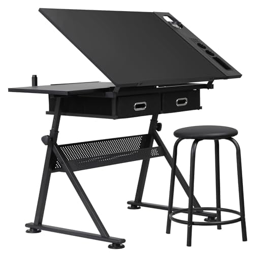 LEMY Drafting Table Art Desk, Height Adjustable Drawing Table Tilting ...