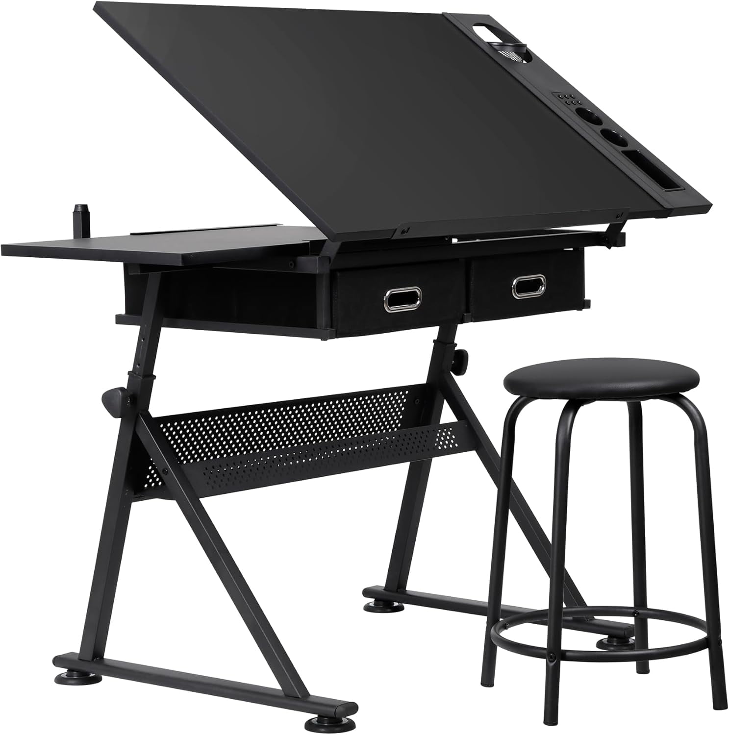 LEMY Drafting Table with Stool, Height Adjustable Tilting Tabletop Art ...