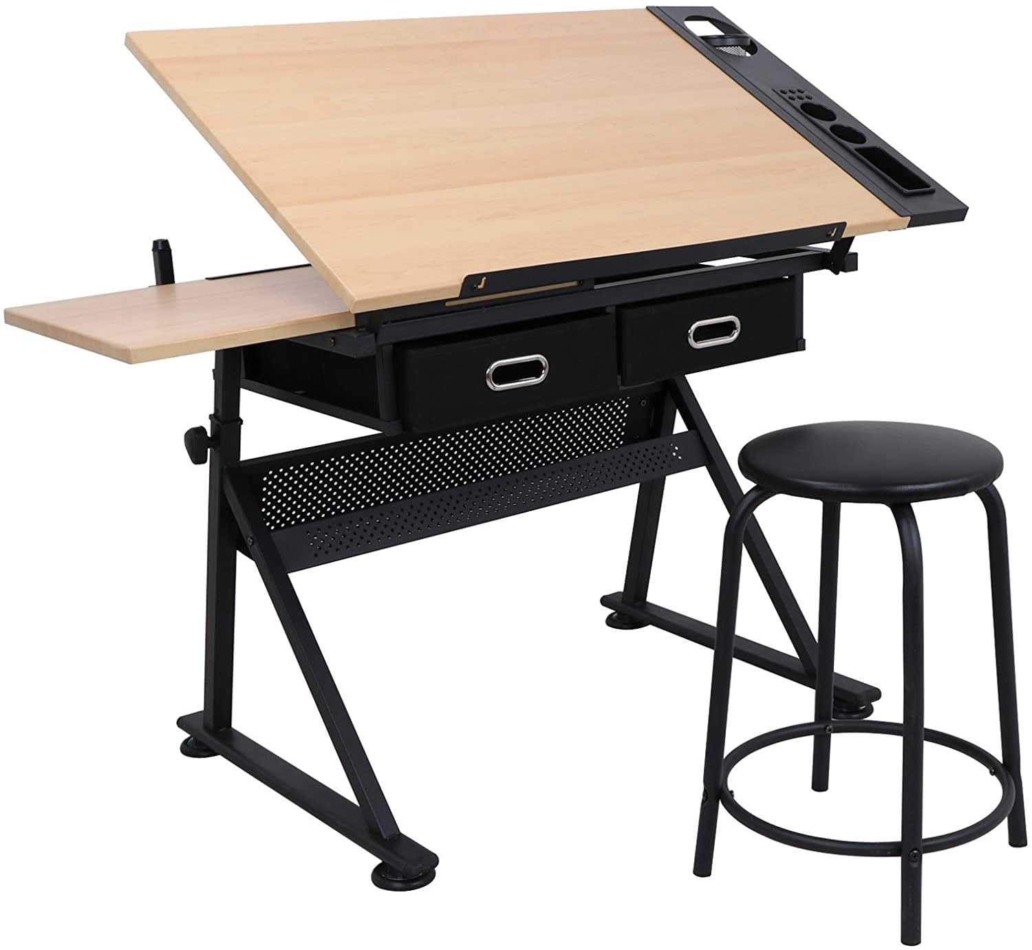 LEMY Drafting Table with Stool, Height Adjustable Tilting Tabletop Art ...