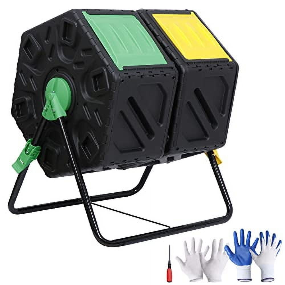 LEMY Dual Chamber Composting Tumbler Bin, Tumbling Composter with 2 ...