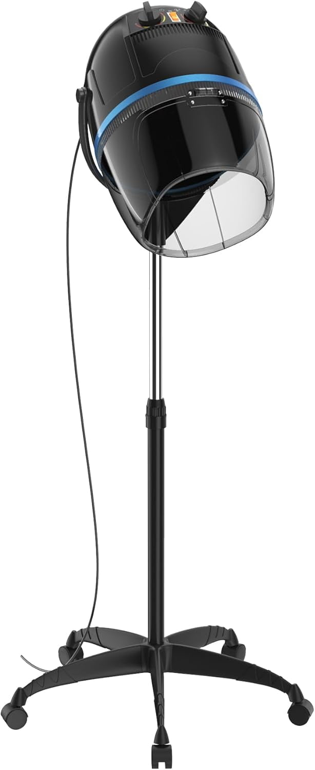 LEMY Hooded Hair Dryer - Adjustable Floor Bonnet Hair Dryer with Stand ...