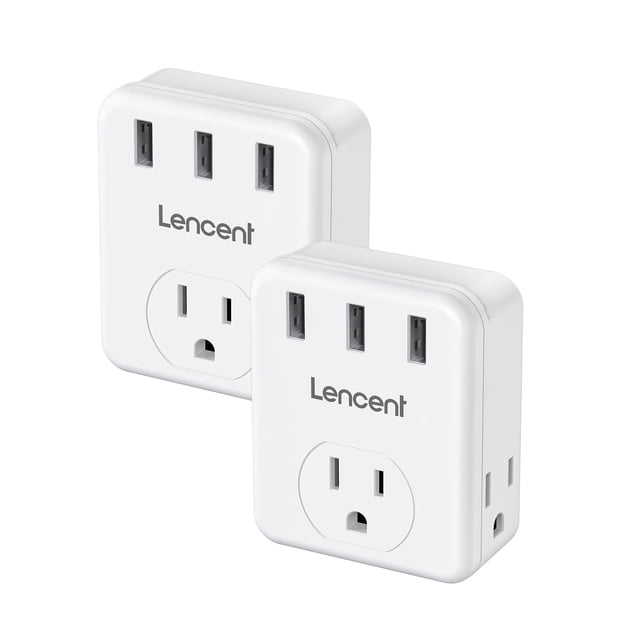 LENCENT 2 to 3 Prong Outlet Adapter,Multi usb plug adaptors 2 Pack,6 ...