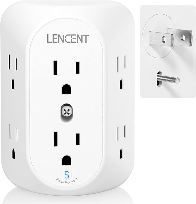 LENCENT 2 Prong Power Strip, 3 to 2 Prong Grounding Outlet Adapter ...