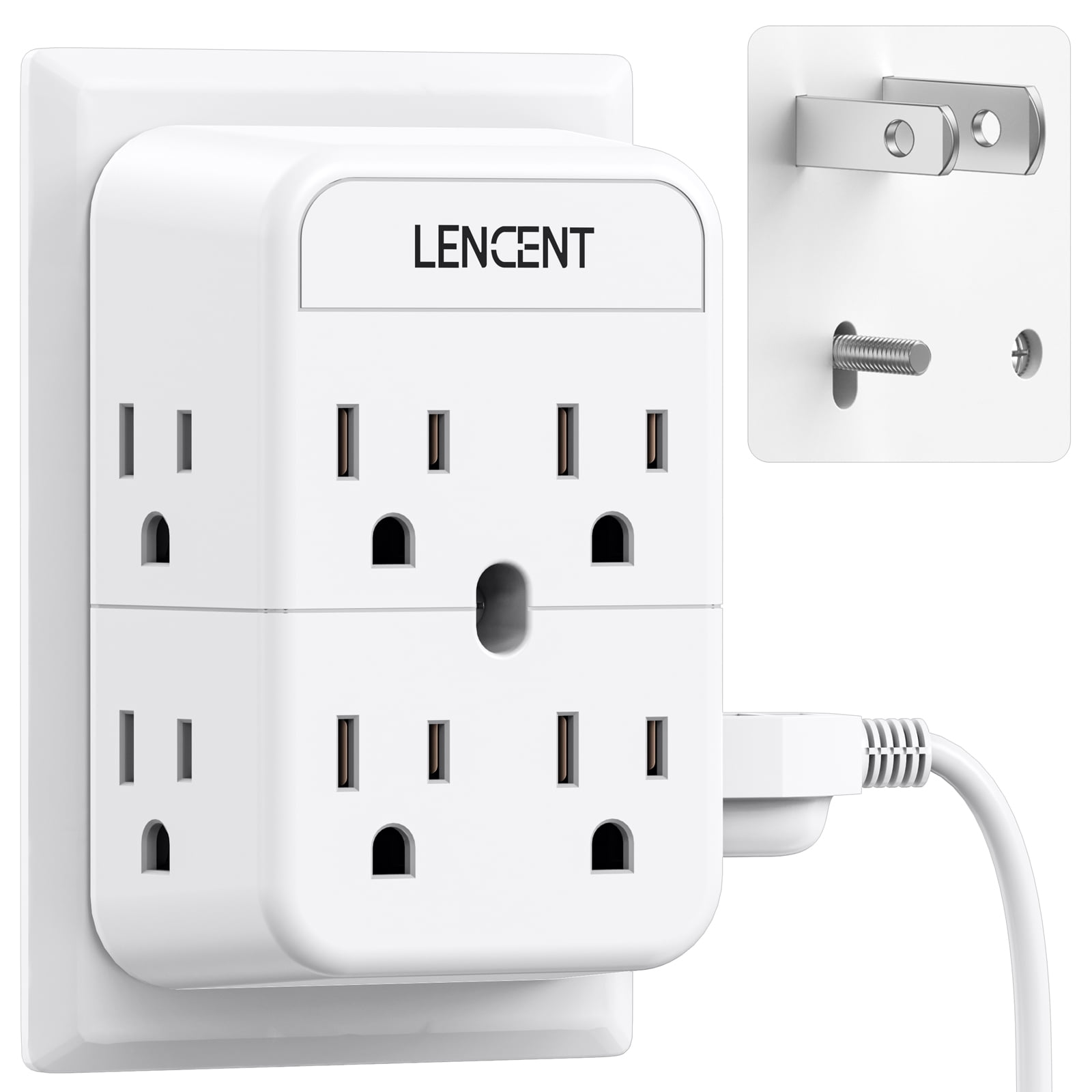 LENCENT 2 to 3 Prong Outlet Adapter,Wall multi outlet Extender,Plug ...
