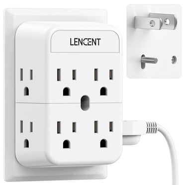 LENCENT 3 to 2 Prong Outlet Adapter, 2 Prong Outlet Extender, Wall Tap ...