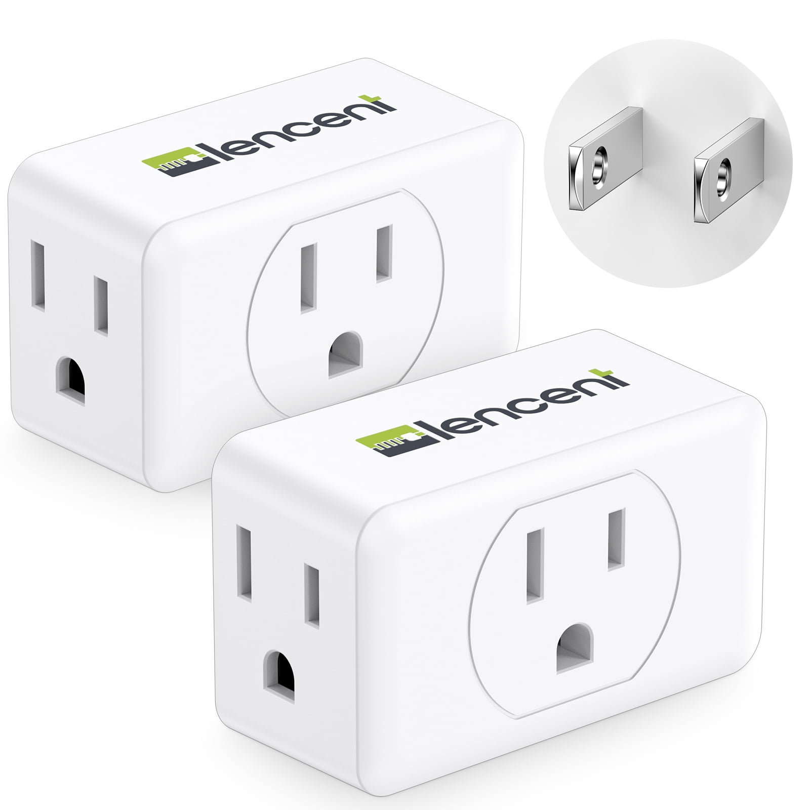 LENCENT 2 to 3 Prong Outlet Adapter, Triple Plug Extender, Travel ...