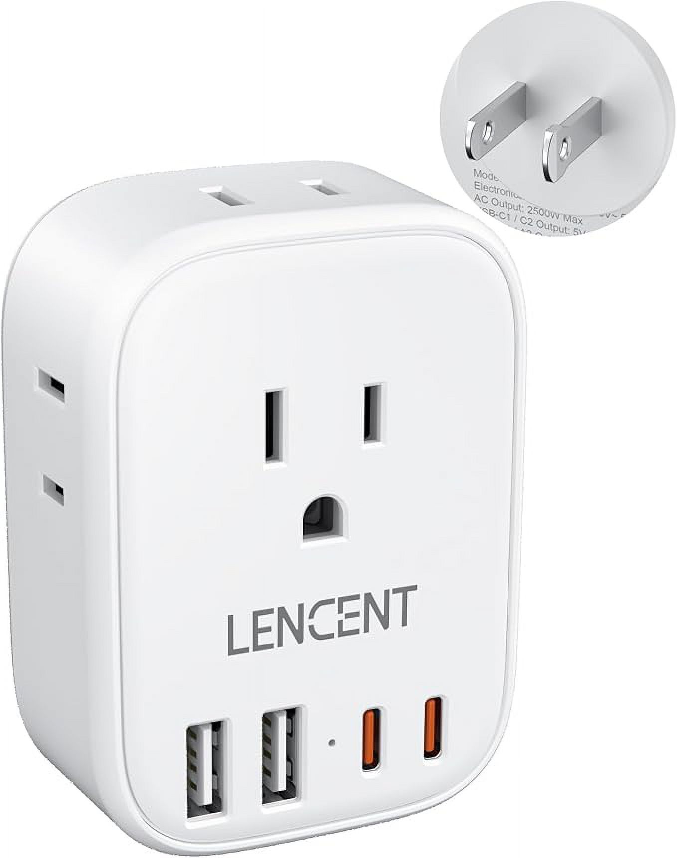 LENCENT 3 to 2 Prong Outlet Adapter, 2 Prong Outlet Extender, Wall Tap ...
