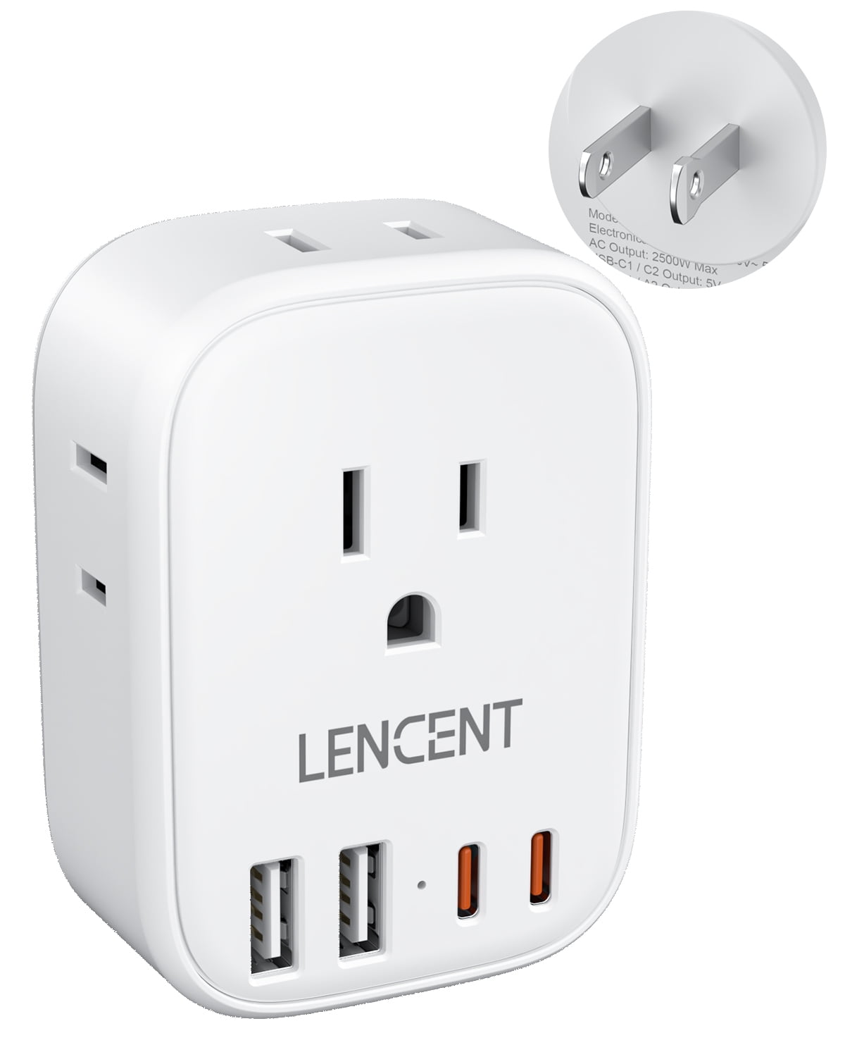 LENCENT 3 to 2 Prong Outlet Adapter,2 Prong Outlet Extender,Wall Tap ...