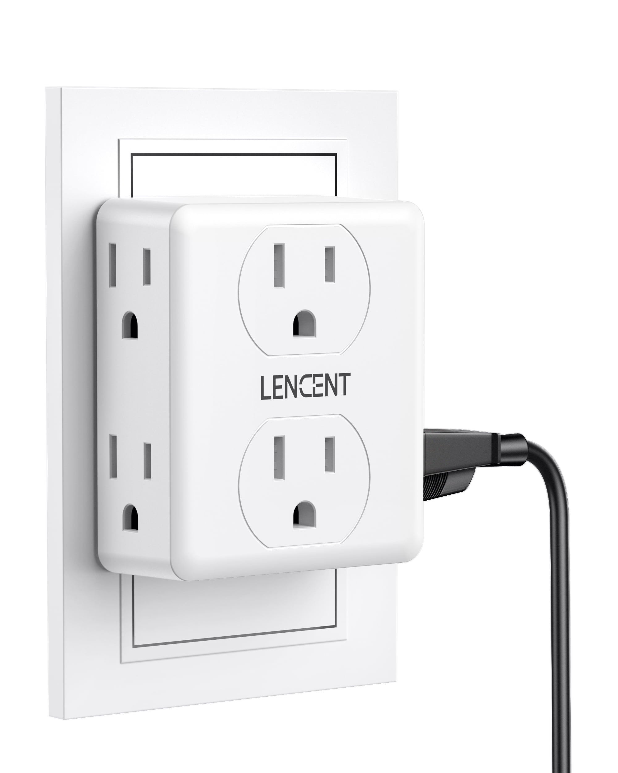 LENCENT 6-Way Electric 3-Prong Outlet Adapter, Multi Plug Extender ...