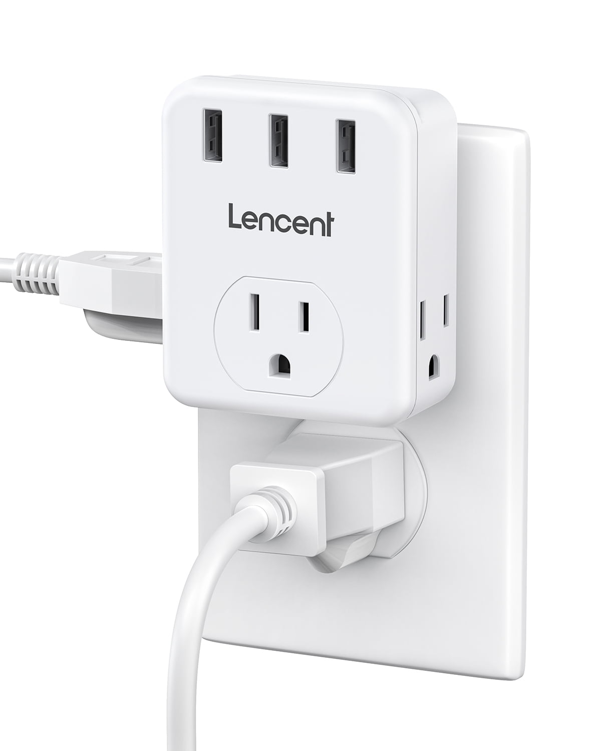 LENCENT Multi Plug Outlet Extender, USB Wall Charger, 3 Way Outlet ...