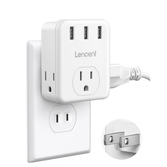 LENCENT Multi USB Plug Outlet Extender, 2 to 3 Prong Adapter, USB Wall ...