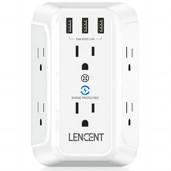LINYAN-Outlet Extender Surge Protector - 6 Outlet Splitter with 4 USB ...