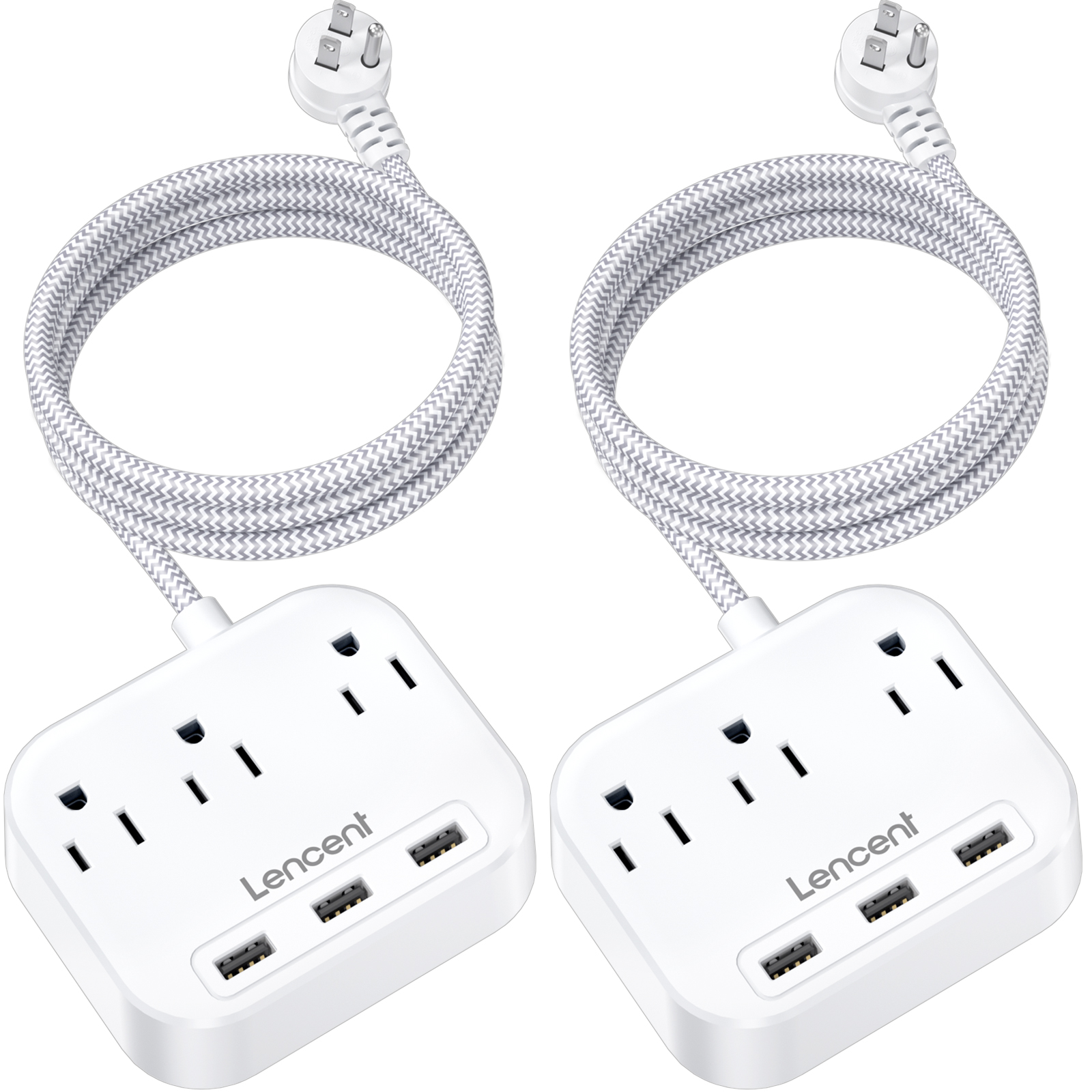 Cordinate 15ft. 3-Outlet Braided Extension Cord, Gray/White, 50011 ...